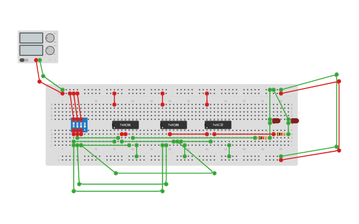 Circuit design FUll ADDER - Tinkercad