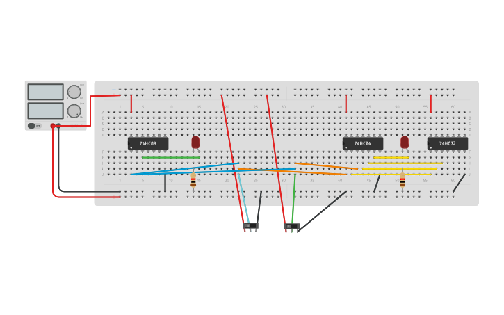 Circuit design 6° Simulador Equiv. de Portas | Tinkercad