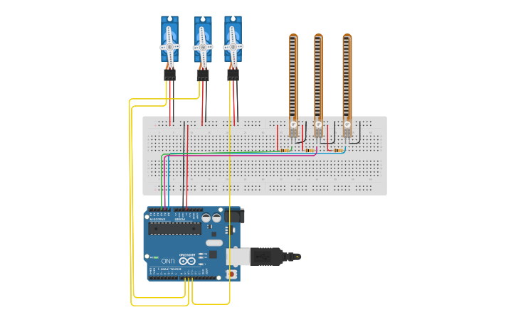 Circuit design Bionic Arm Using Flex sensor - Tinkercad