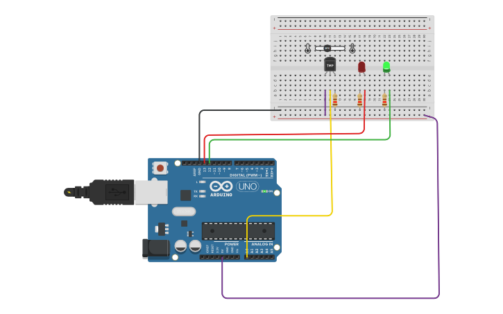 Circuit design RATURA CON DOS LEDS | Tinkercad
