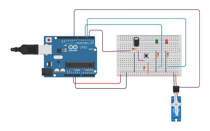 Circuit design Barrière - feux - Tinkercad