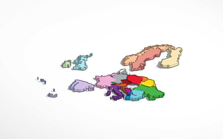 3D design Europe map - Tinkercad