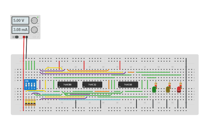 Circuit Design Sumador 2 Bits Tinkercad