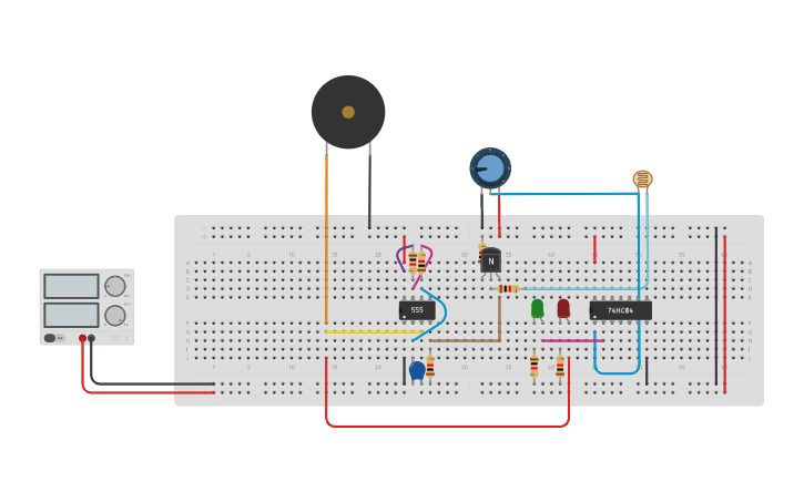 Circuit design rain alarm - Tinkercad