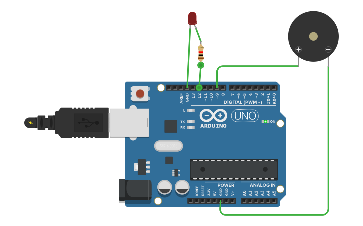 Circuit design Piezobuzzer Sound Sensor - Tinkercad