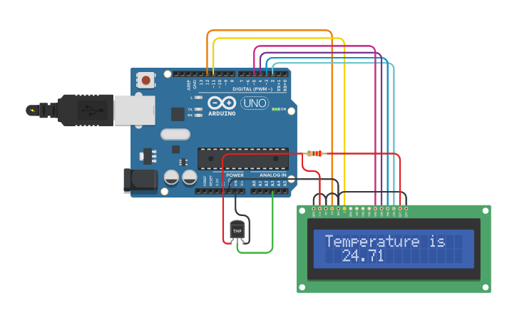 Circuit design Temperature Sensor - Tinkercad