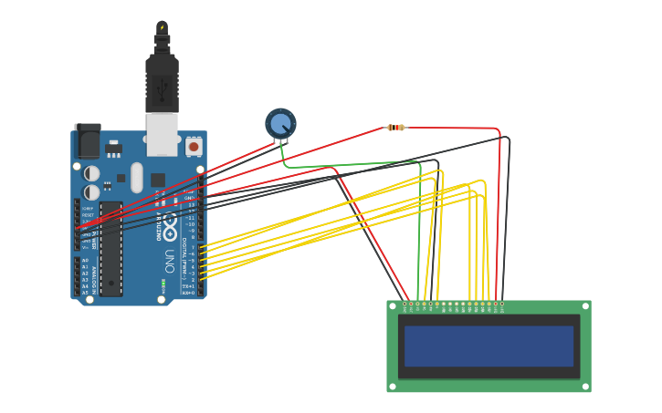 Circuit design LCD interfacing | Tinkercad Circuit design LCD interfacing | Tinkercad