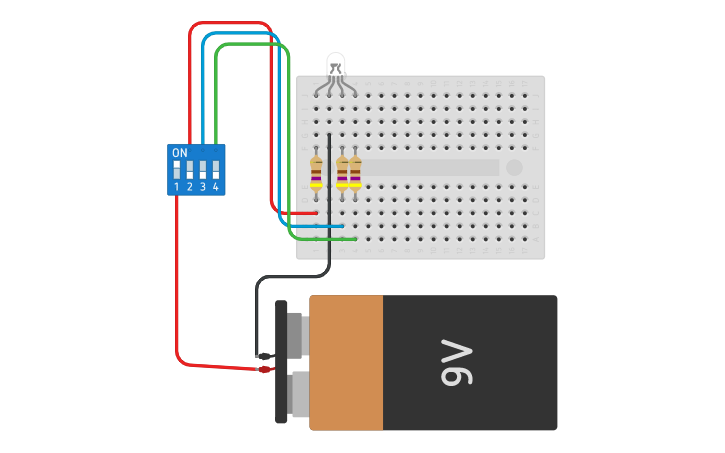 Circuit design LED RGB Test | Tinkercad