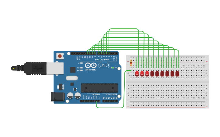 Circuit design LED Fill - Tinkercad