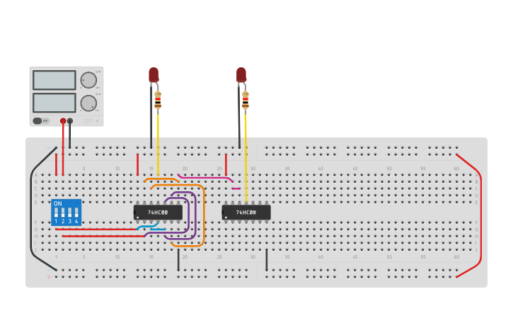 Circuit design EXP-5-HALF SUBTRACTOR USING NAND GATE ONLY | Tinkercad