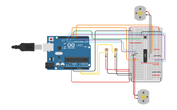 Circuit design LINE-FOLLOWING MACHINE - Tinkercad