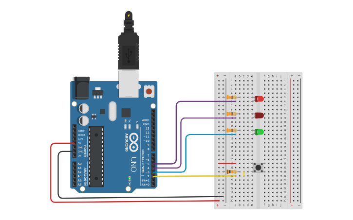 Circuit design ejercicio 02 del libro de Arduino - Tinkercad