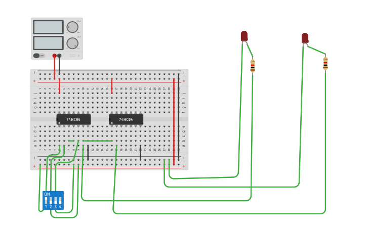 Circuit design 3 bit even odd parity generator - Tinkercad