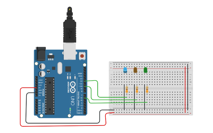 Circuit design Blink led using for loop | Tinkercad
