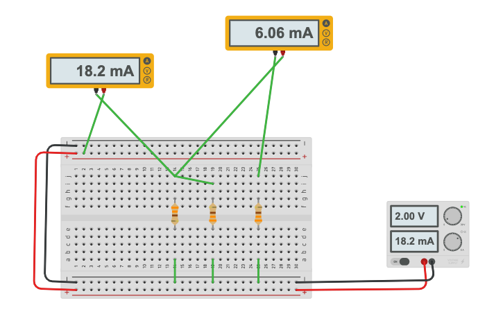 Circuit design EXPERIMENT (7) CURRENT DIVIDER - Tinkercad