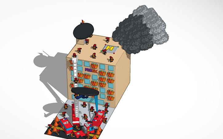 3D design Fire Scene - Tinkercad