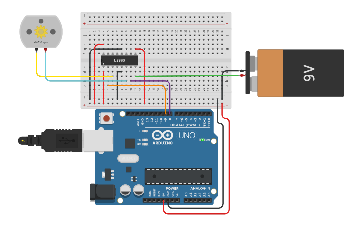 Circuit design Copy of Control de motor con puente en H - Tinkercad