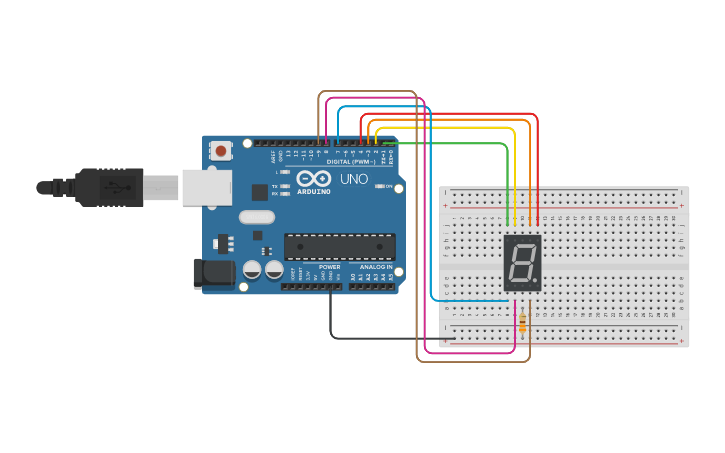 Circuit Design Display 7 Segmentos Tinkercad