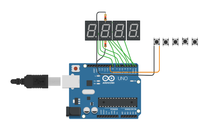 Circuit design 7-seg - Tinkercad