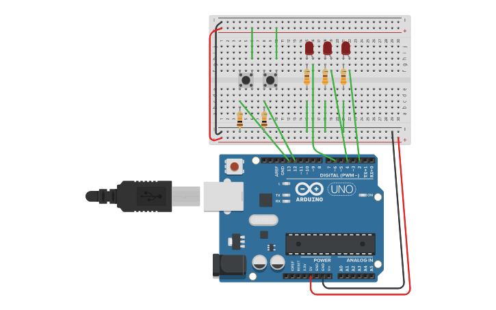 Circuit design secuencia if else - Tinkercad