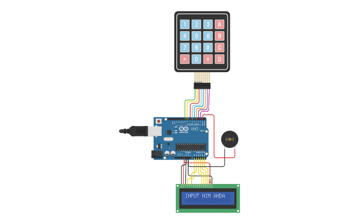 Circuit design 1918019_Latihan keypad 4x4 | Tinkercad
