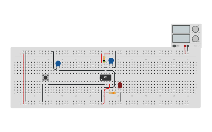 Circuit design timer 555 monostabile - Tinkercad