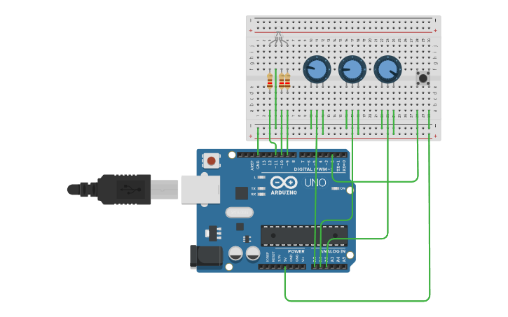 Circuit design rgb led vezérlő - Tinkercad