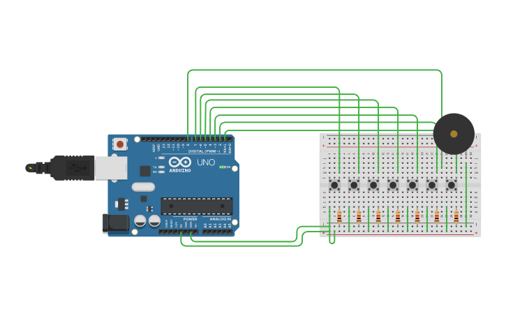 Circuit design Piano | Tinkercad