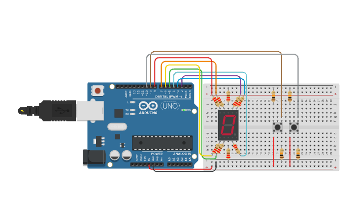 Circuit design 0-9 İleri Geri Sayıcı (switch-case) - Tinkercad