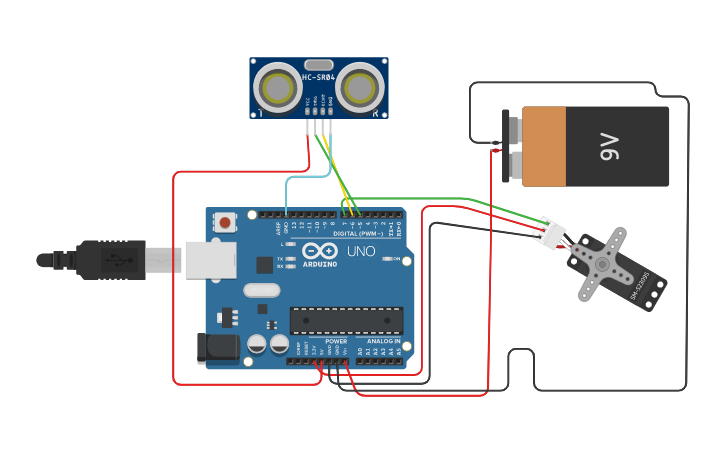 Circuit design Trashbin code - Tinkercad