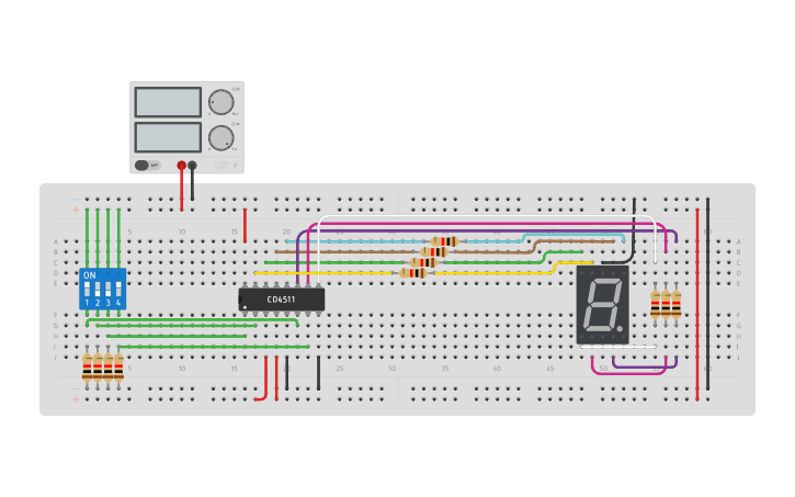 Circuit design Copy of BCD-TO-SEVEN SEGMENT DECODER - Tinkercad