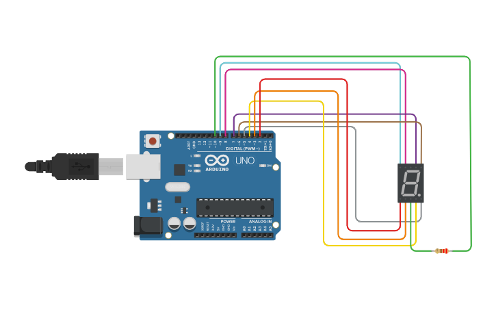 Circuit design 7 Segments Display - Tinkercad