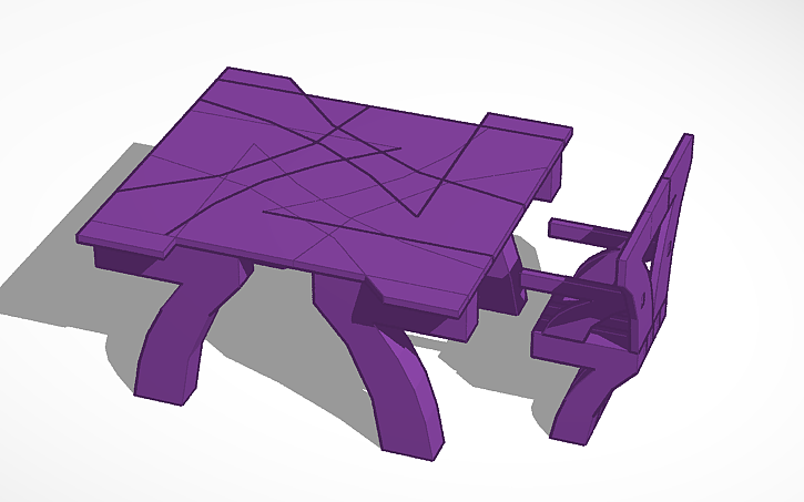 3D design Table and Chair made of only 7s - Tinkercad