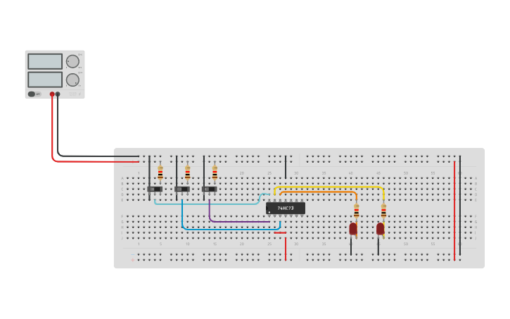 Circuit design JK Flip-Flop IC 7473 | Tinkercad
