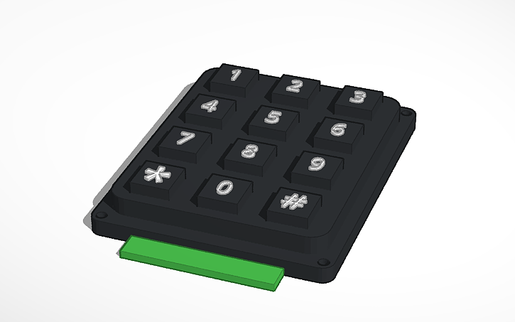 3D design keypad 3x4 - Tinkercad