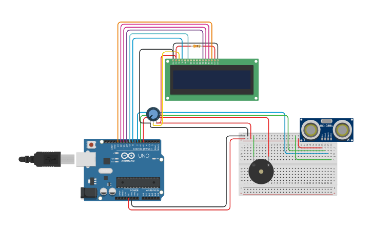 Circuit Design Car Parking Alarm Simulation With Tinkercad Arduino Tinkercad