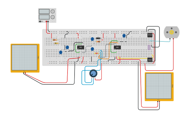 Circuit design Motore CC in tecnica PWM integrativo con ne555 - Tinkercad