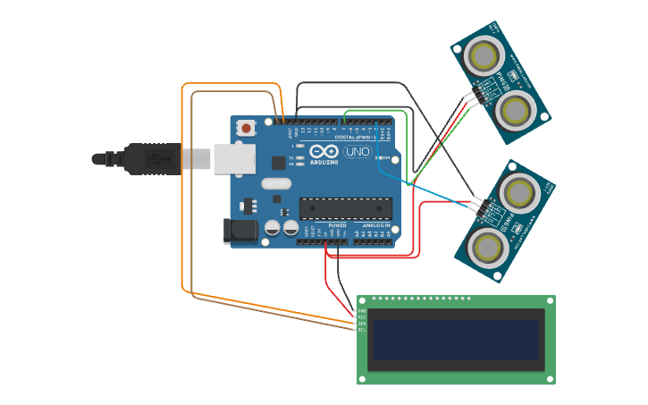 Circuit design Car Sensor with LCD and Grove Ultrasonic Distance Sensor ...