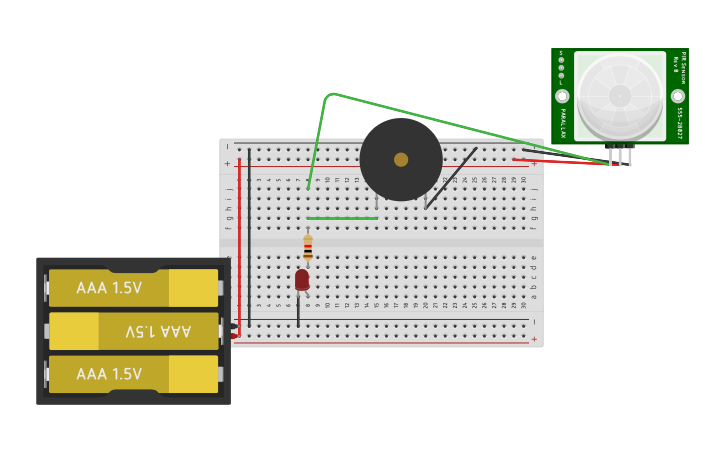 Circuit Design Motion Detector Tinkercad