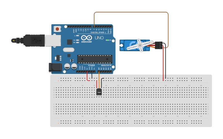 Circuit Design Sensor De Temperatura Servo Tinkercad