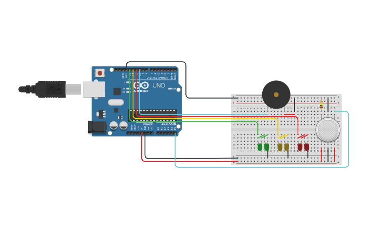 Circuit design Gas sensor | Tinkercad