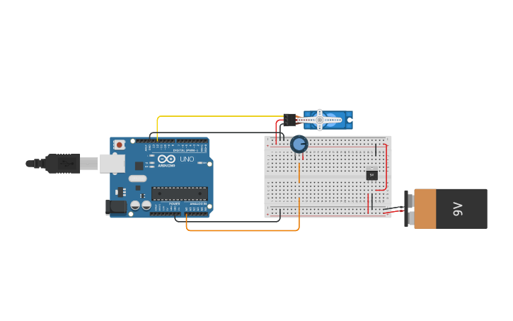 Circuit design Servo motor - Tinkercad