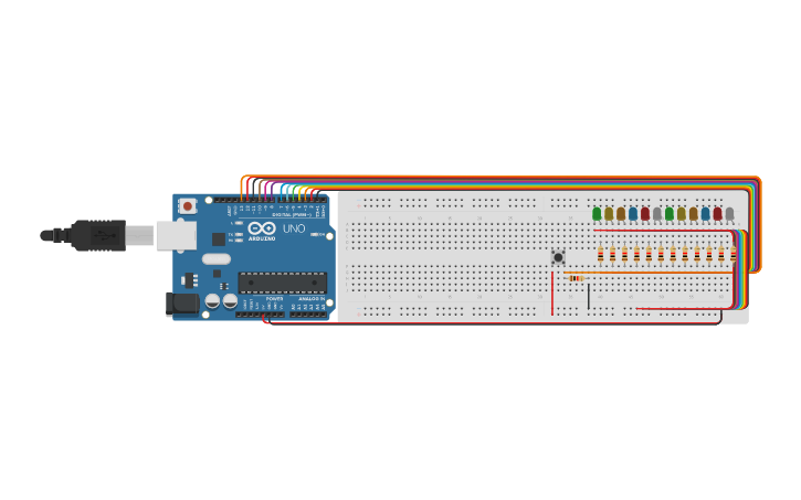 Circuit design Button LED - Tinkercad