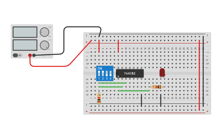 Circuit design NOT Gate using NOR Gate - Tinkercad