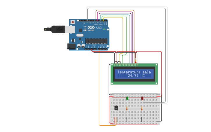 Circuit design Sensor de temperatura LCD 16X2 - Tinkercad