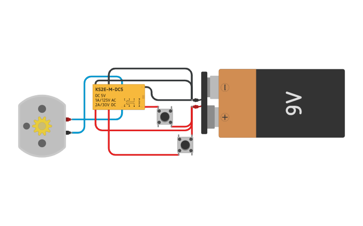 Circuit Design Relay Dpdt And Dc Motor Push Tinkercad