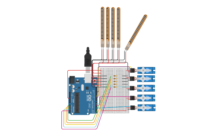Circuit design Robotic Hand - Tinkercad