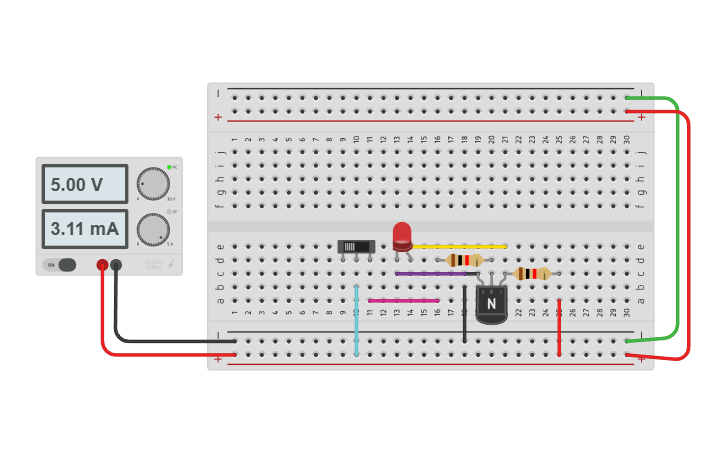 Circuit design TTL in NOT gate - Tinkercad