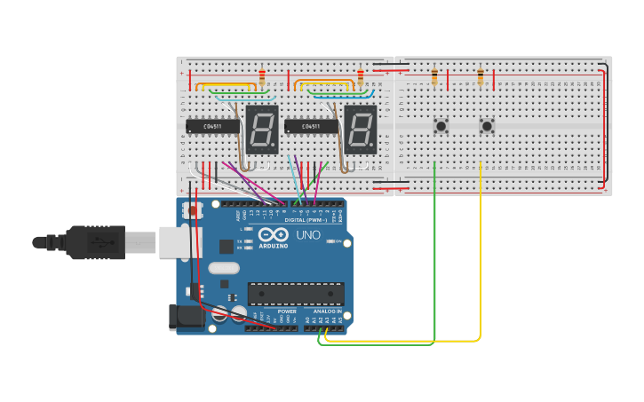 Circuit design Contador 0 a 99 - Tinkercad