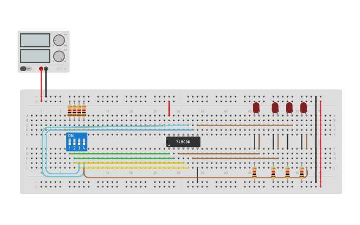 Circuit design Binary To Gray Code_RET19CS121 - Tinkercad